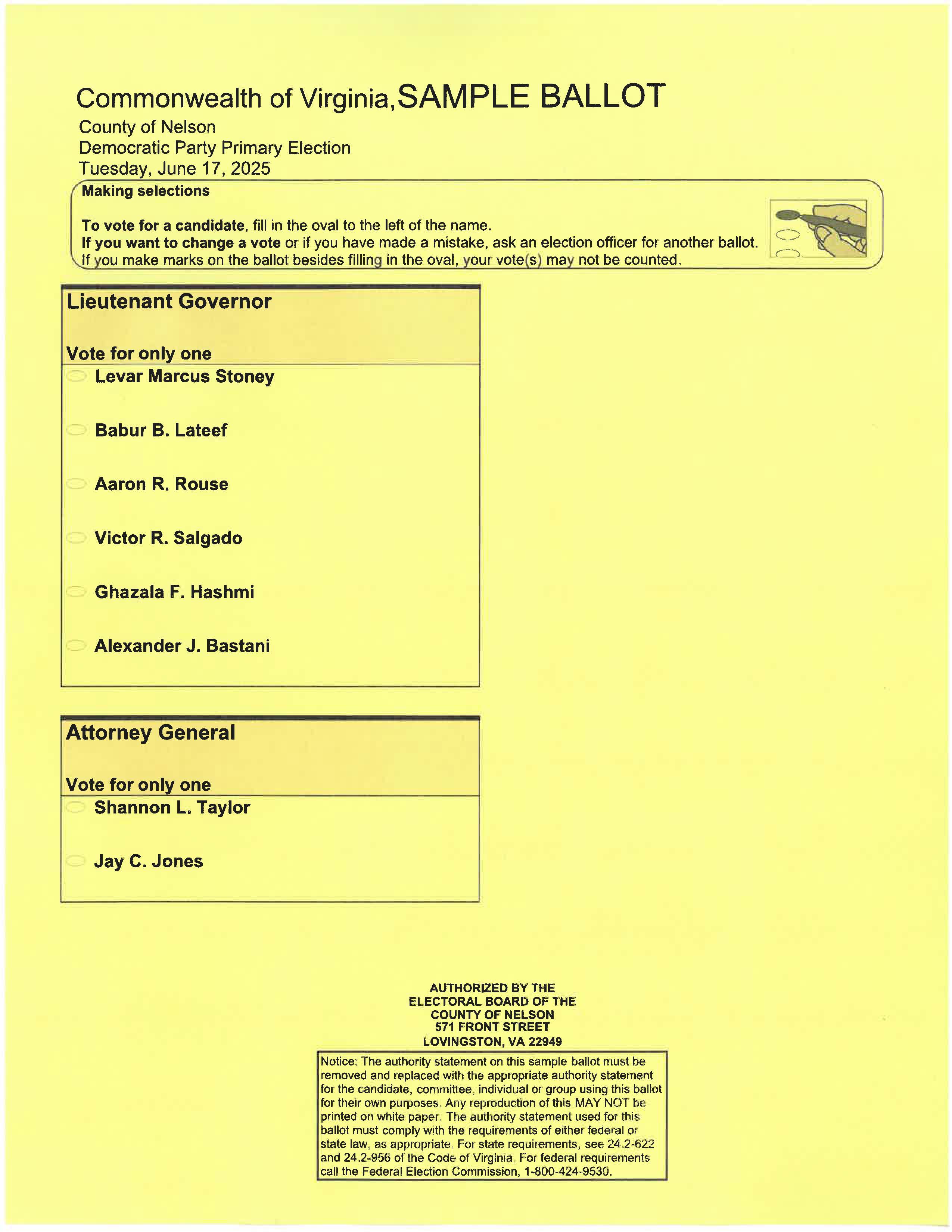 Sample_Nelson_DEM_June 2025 – Nelson County, Virginia Elections